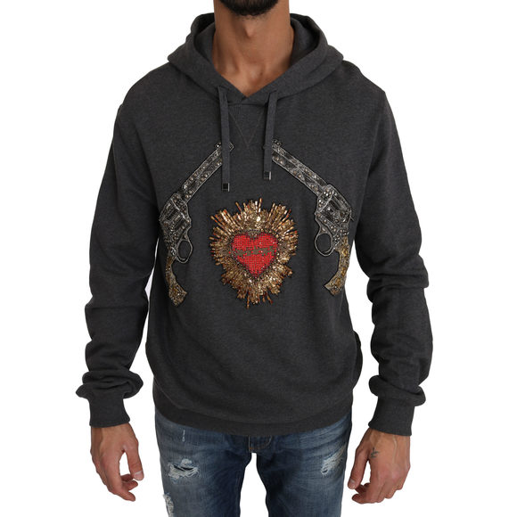 Dolce & Gabbana | Sweaters | Dolce Gabbana Gray Hooded Red Crystal ...
